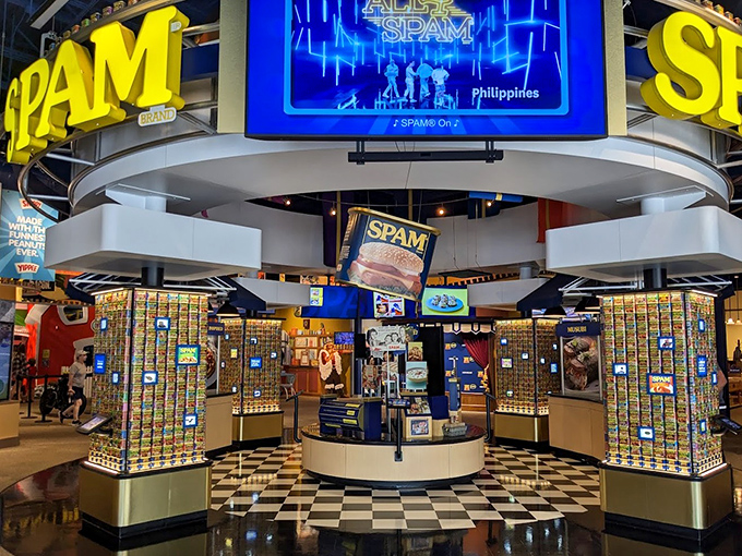 Step into SPAM heaven! The museum's central area dazzles with thousands of colorful cans arranged in a spectacular circular display that screams "meat cathedral."