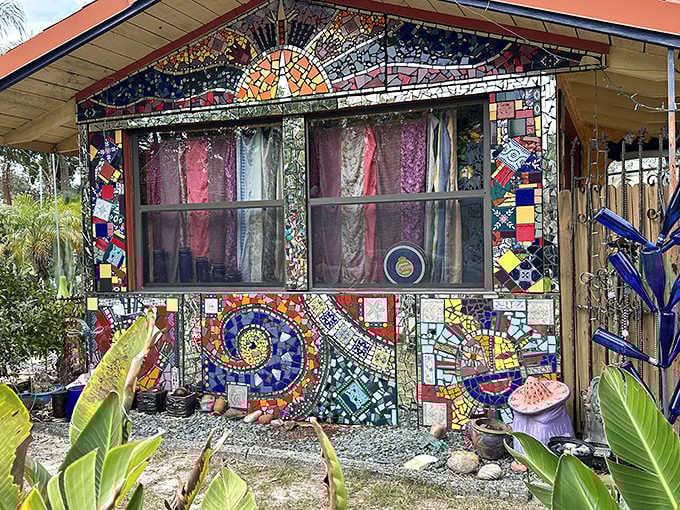 These aren't your grandmother's mosaics! Every inch tells a story through broken tiles, mirrors, and found objects arranged in mesmerizing patterns.
