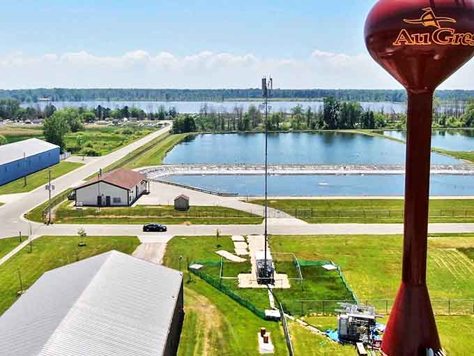 Au Gres waterfront beckons with calm waters and open skies – nature's perfect playground for boaters and dreamers alike.