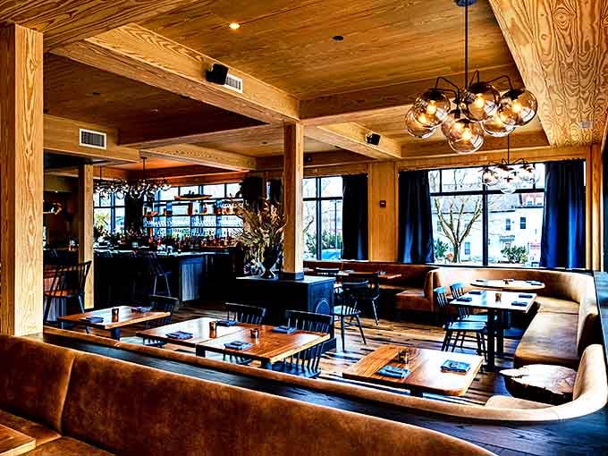 Modern rustic meets Vermont charm in this beautifully designed space where exposed wood and contemporary touches blend seamlessly together.