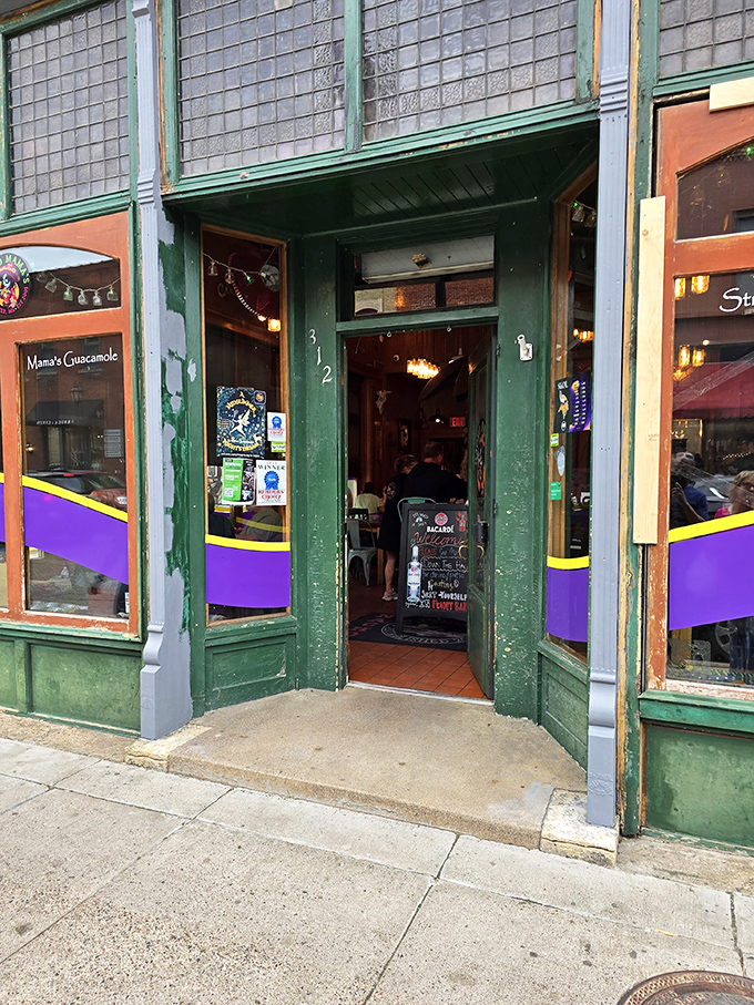 Nacho Mama's charming green storefront in historic downtown Stillwater invites you into a colorful world of Mexican flavors and festive atmosphere.