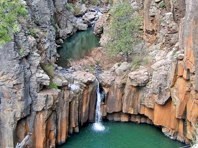 Paradise Forks lives up to its name with this emerald pool nestled between dramatic basalt cliffs – Mother Nature's perfect swimming hole.