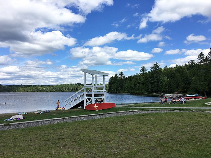 The diving platform and sandy beach make this the summer swimming spot you wish you'd known about years ago.