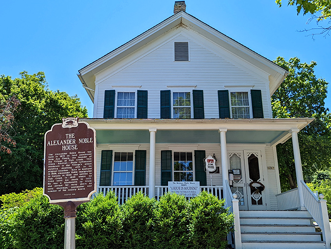 The Alexander Noble House stands as a Greek Revival testament to Fish Creek's rich history and architectural charm.