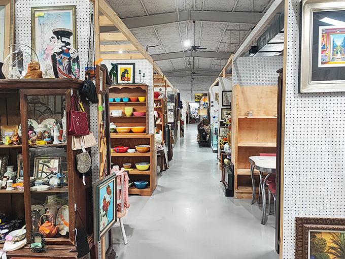 Antique City Mall: treasure hunters navigate this labyrinth of memories where every turn reveals another booth brimming with yesterday's treasures.