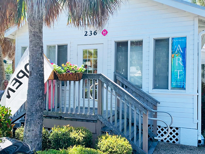 Creativity flourishes behind these white walls, where local artists capture the island's magic through various artistic expressions.