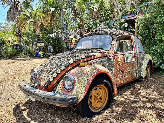 Even Herbie would be jealous of this Volkswagen Beetle's fabulous makeover. Talk about driving art to new places!