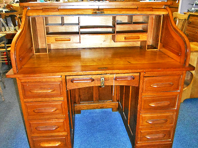 Roll-top desks: where important letters were written, bills were paid, and children were absolutely forbidden to touch anything. Ever.