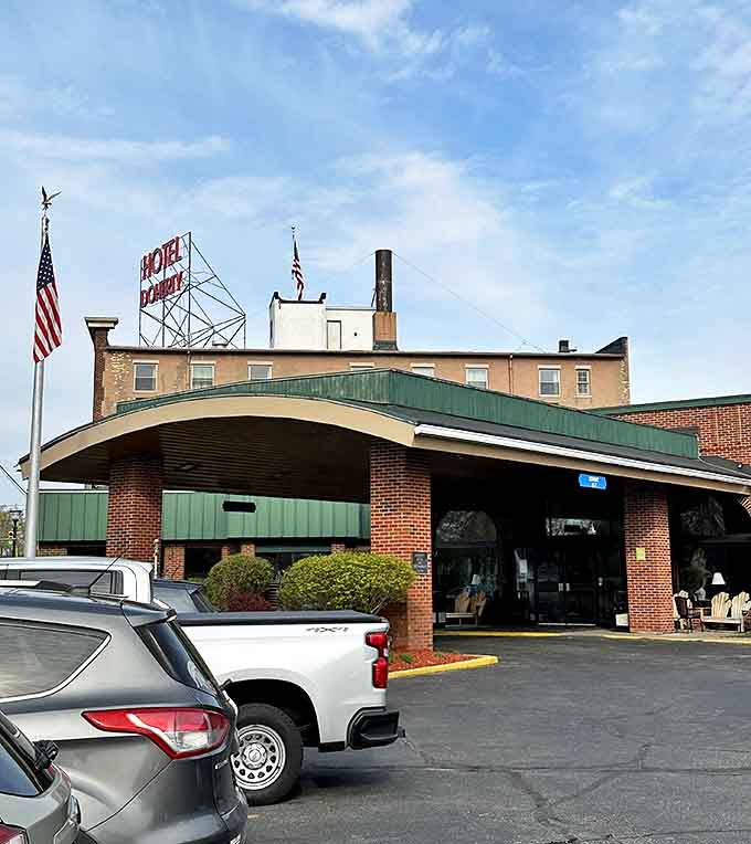 The welcoming entrance with its covered portico offers shelter from Michigan's unpredictable weather, a first taste of the Doherty's thoughtful hospitality.