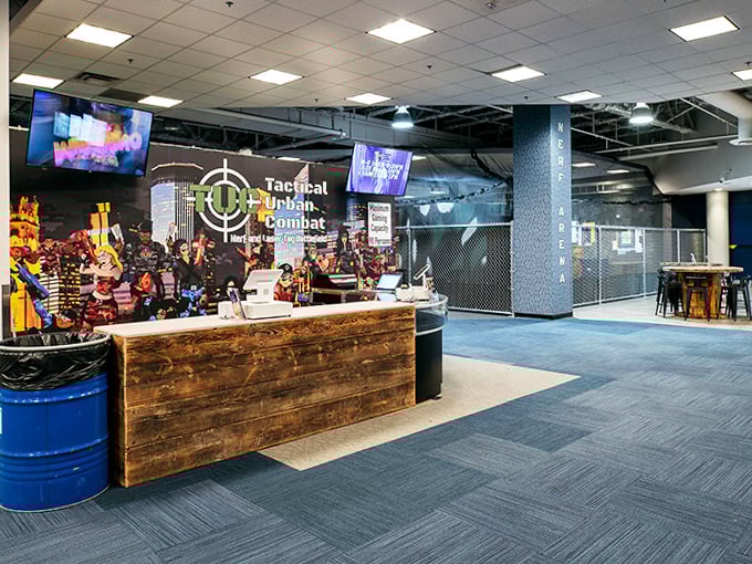 Players take aim from strategic positions, their focused expressions showing this is serious fun, not just child's play.