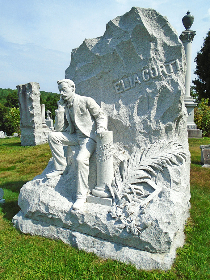 Hope Cemetery's extraordinary monuments tell life stories in stone &ndash; this artisan-carved memorial shows the stonecutters' remarkable skill and personal expression.