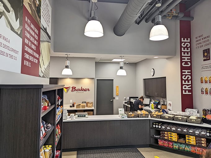 Inside the retail store, where cheese dreams come true and visitors contemplate buying one of everything.