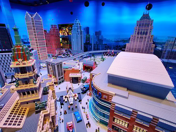 MINILAND's Detroit skyline showcases master craftsmanship with thousands of bricks forming a miniature metropolis where you'll feel delightfully Godzilla-sized.