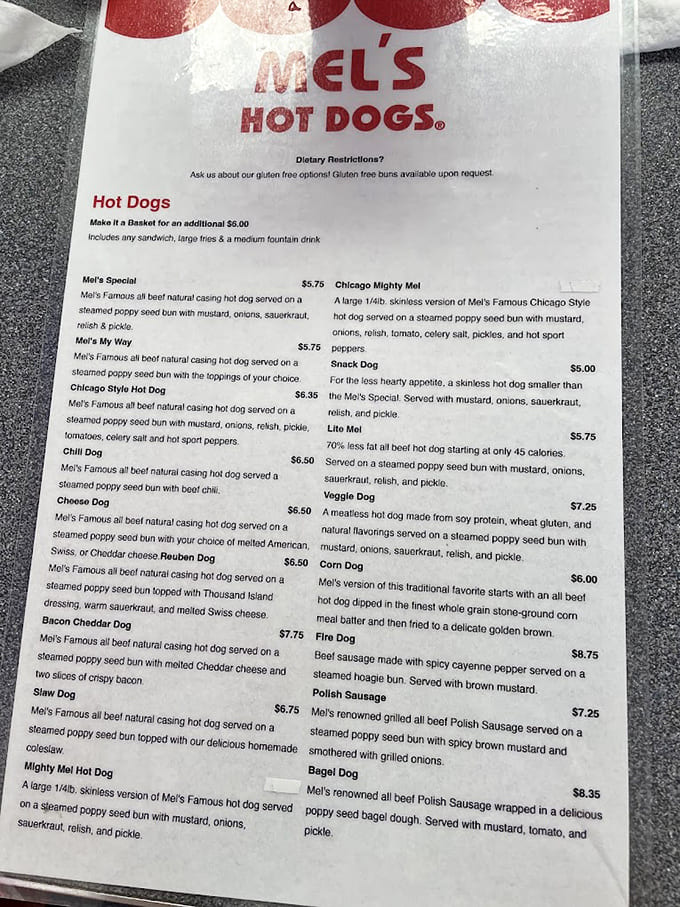 This menu is a masterclass in hot dog creativity, from Chicago classics to pickle buns that'll make you question everything.
