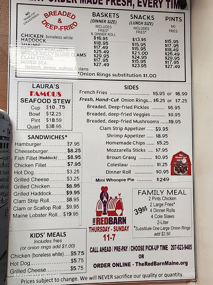 The menu board – a treasure map to deep-fried happiness with options that'll make your wallet as happy as your stomach.