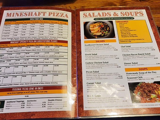 The menu at The Mine Shaft reads like a love letter to American comfort food classics, with options to satisfy every craving.