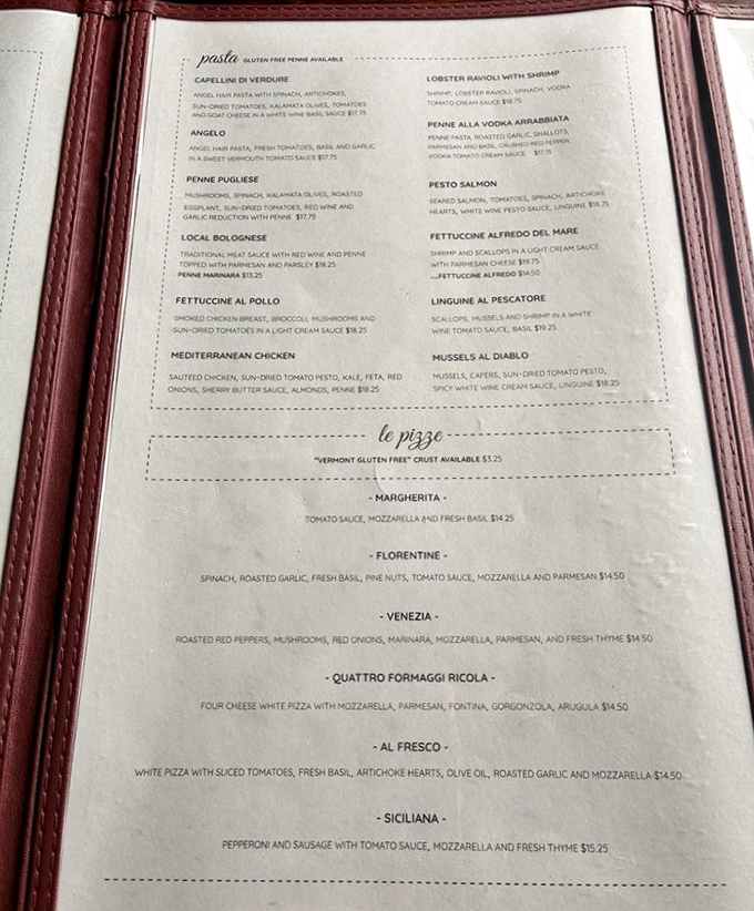 The pasta menu reads like poetry, each dish a carefully crafted love letter to Italian culinary tradition.