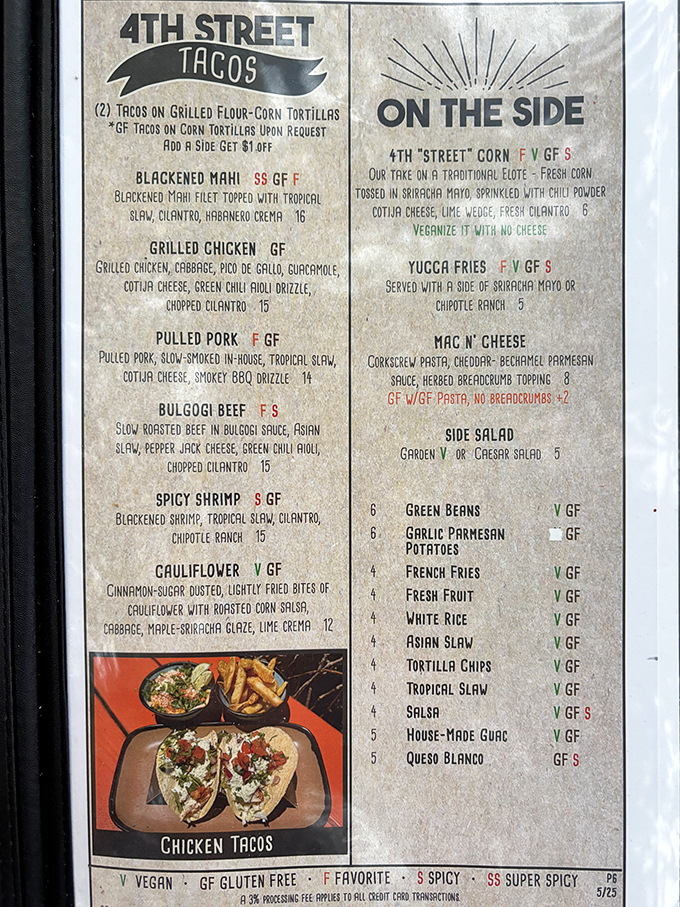 The menu reads like a culinary road trip &ndash; from blackened mahi tacos to bulgogi beef, each dish promises a flavor adventure.