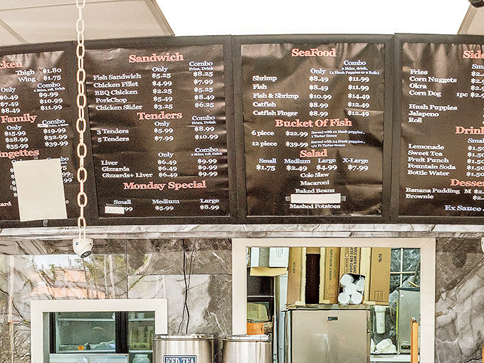 No fancy fonts or pretentious descriptions here &ndash; just a straightforward declaration of fried goodness that's kept customers coming back for decades.