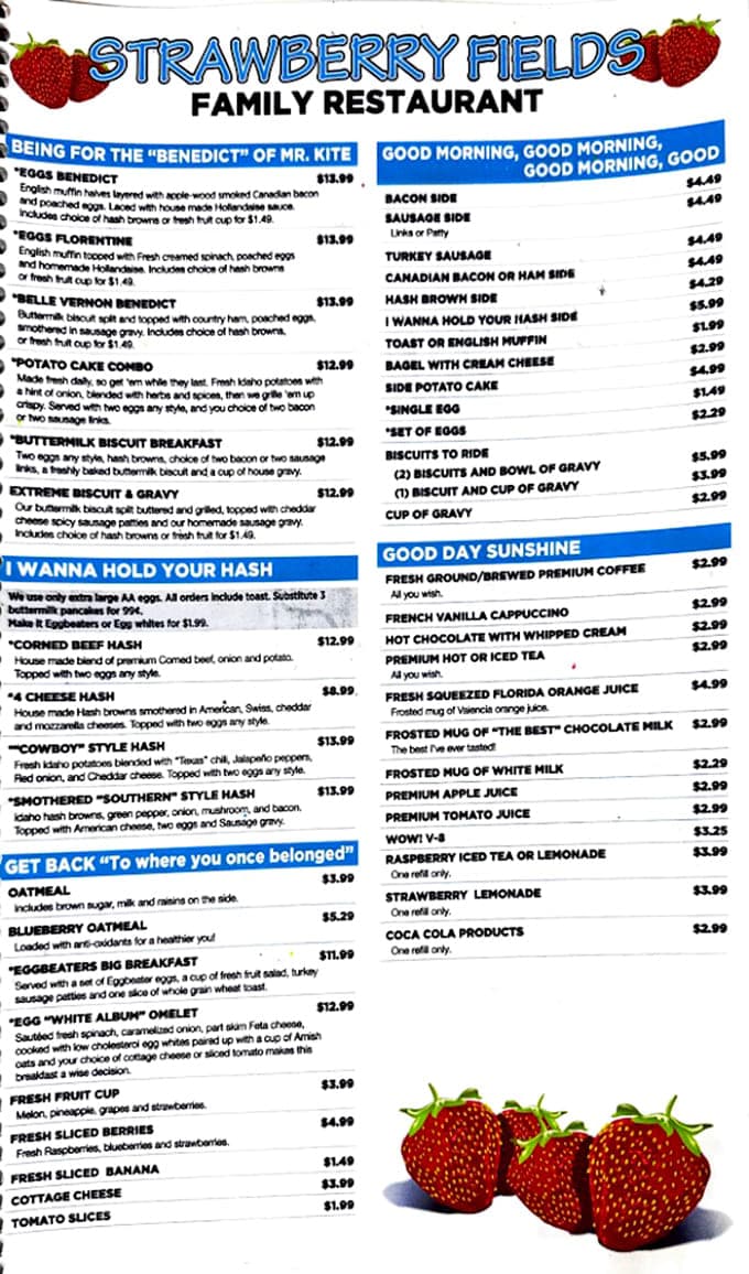 This menu reads like a greatest hits album of breakfast classics, with enough variety to keep regulars discovering new favorites for years.