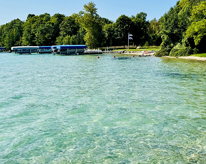 The famous Torch Lake sandbar, Michigan's answer to tropical paradise, minus the passport requirements and overpriced resort fees.