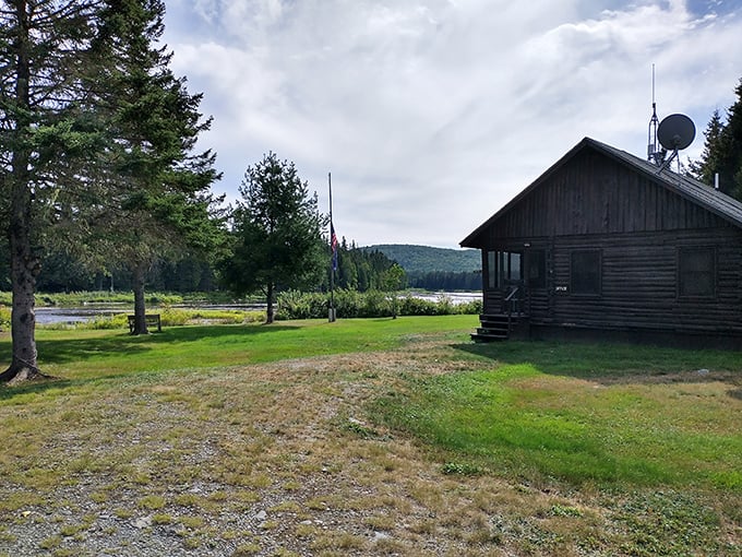 Rustic cabin solitude awaits along the waterway, where modern distractions fade into wilderness whispers.