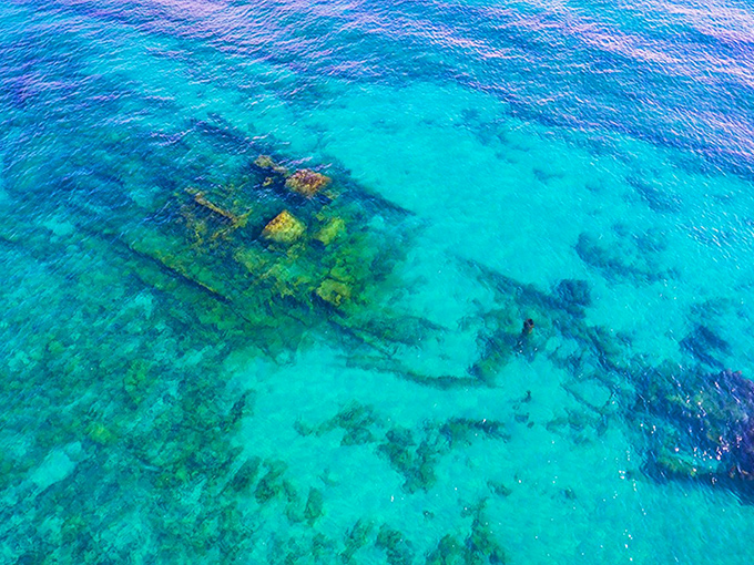 From above, the Breconshire reveals its ghostly outline &ndash; part history lesson, part marine condominium complex. No HOA fees for the fish!