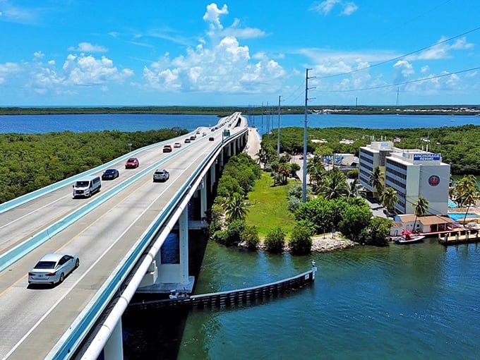 The Overseas Highway stretches across emerald waters, delivering travelers to island adventures with every mile marker.