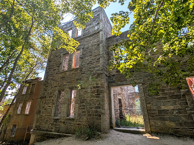 Architectural ghosts: Sunlight plays through empty doorways, casting shadows where 19th-century socialites once gathered for summer soirees.