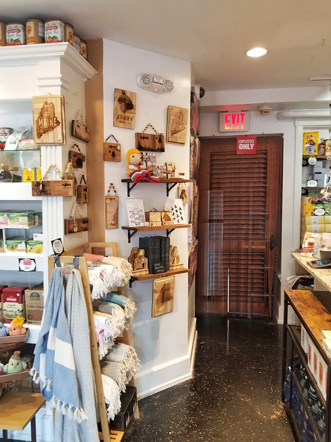 Maine-made treasures line these shelves, offering visitors a piece of New England charm to take home – no lighthouse maintenance required.