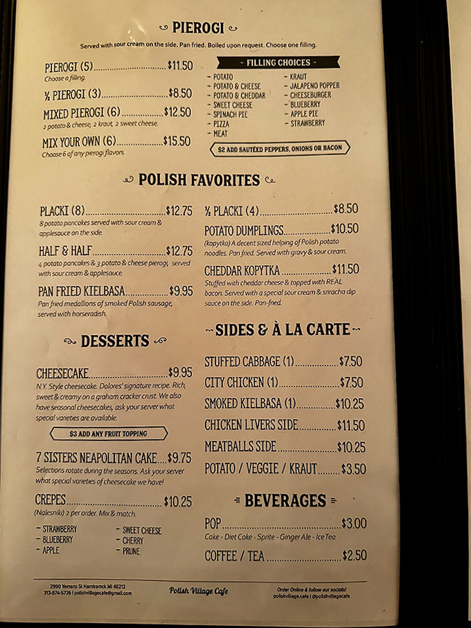 The menu reads like a love letter to Polish cuisine, offering everything from traditional pierogis to pickle soup that will convert even the skeptics.