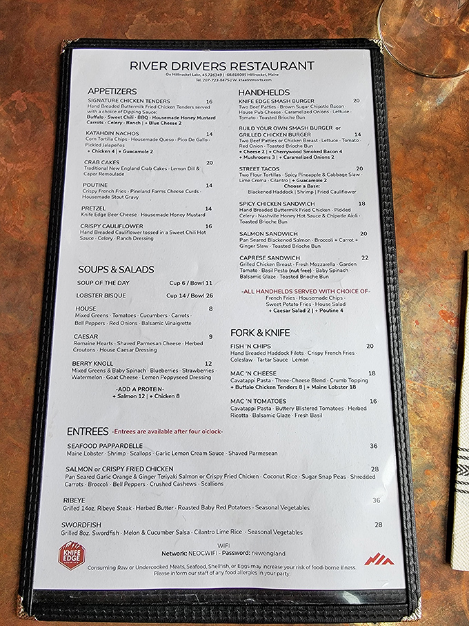 The menu reads like a love letter to Maine's bounty &ndash; seafood stars, comfort food classics, and local ingredients that tell the story of this special place.