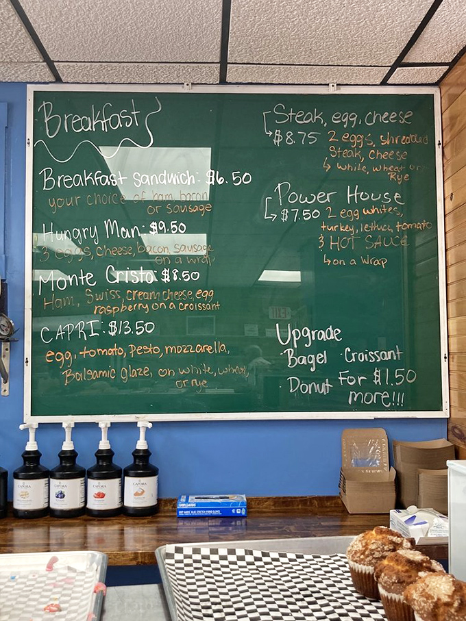 The chalkboard menu reads like a love letter to breakfast, with creations like the Monte Cristo and Power House tempting early risers.