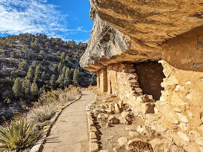Perfectly preserved stone walls stand sentinel after 900 years, their craftsmanship still impressive by modern standards.