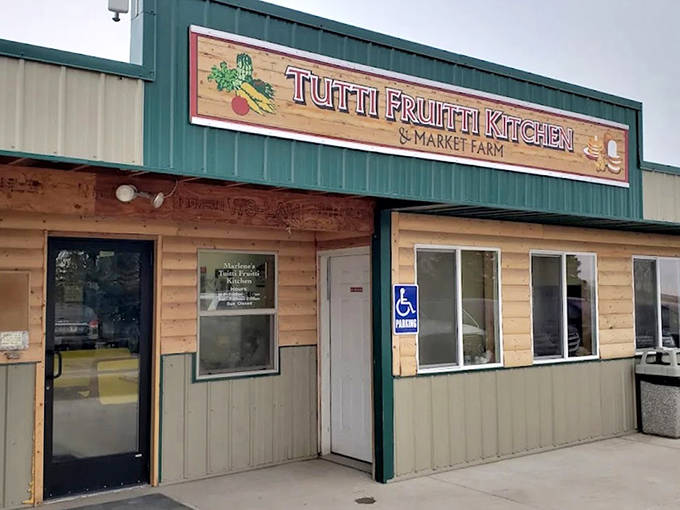 Tutti Fruitti Kitchen & Market Farm's wooden and metal exterior blends rustic charm with country practicality. This Sauk Centre gem brings farm-to-table dining to a whole new level!