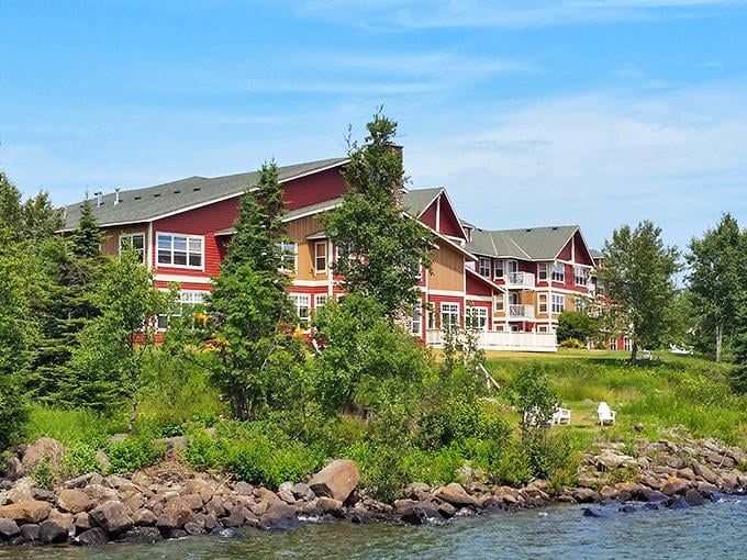 Beaver Bay's red resort buildings perch perfectly on Lake Superior's rocky shoreline, offering guests front-row seats to the greatest of the Great Lakes.