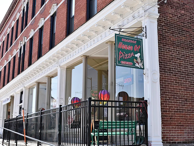 Brandon House of Pizza's classic brick storefront adds character to Center Street, promising traditional Italian-American comfort food.