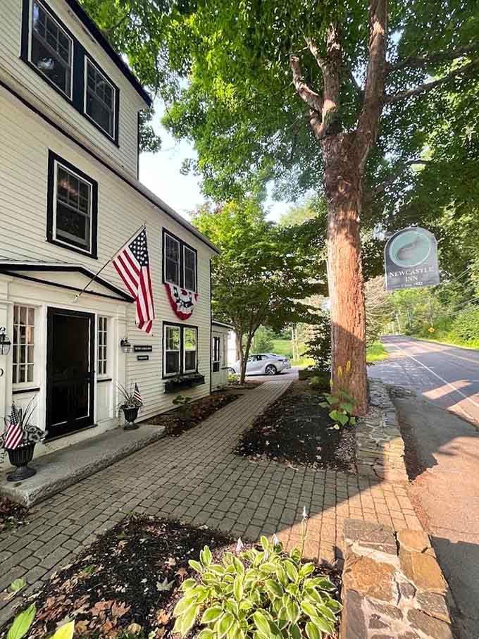 Newcastle Inn's riverside setting becomes even more magical when lupines join the view.