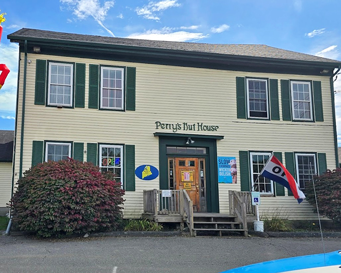 Perry's Nut House welcomes visitors with its vintage charm and promise of quirky treasures inside. Maine road trips aren't complete without stopping here!
