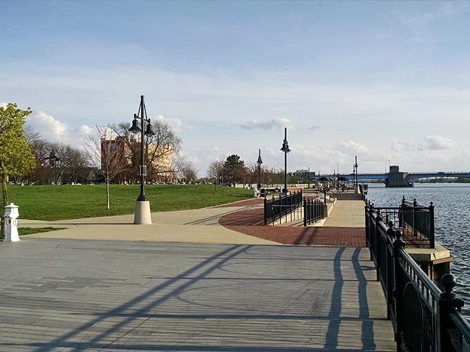 Historic architecture lines Bay City's downtown streets, brick buildings telling stories of the city's prosperous past.