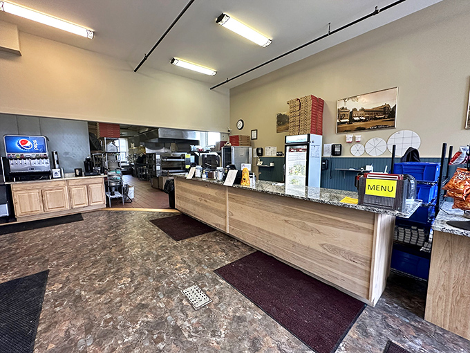 The simple, welcoming interior of Brandon House of Pizza focuses on what matters most &ndash; creating delicious food in a no-frills setting.