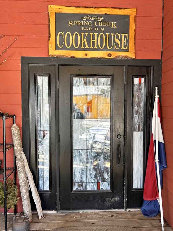 The cookhouse entrance welcomes you into a world of slow-smoked meats and homestyle sides that hit the spot.