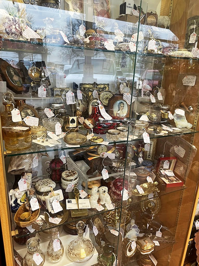Behind this glass lies a century of craftsmanship &ndash; delicate decanters and ornate trinket boxes waiting for their next chapter in someone's home.
