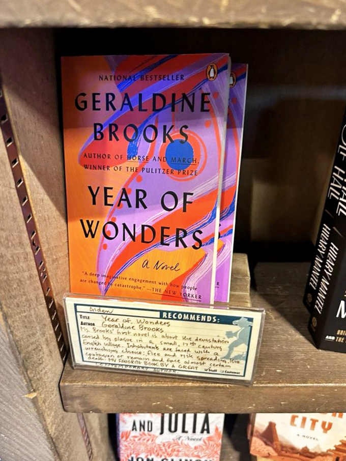 Staff recommendations bring personal touches to browsing, with handwritten notes that feel like getting book advice from a well-read friend.