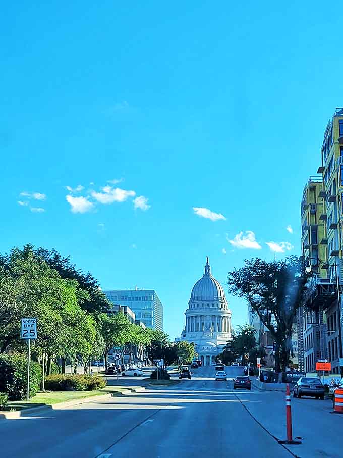 Looking down this Madison thoroughfare, the Capitol beckons like a North Star, guiding locals and visitors through this walkable wonderland.
