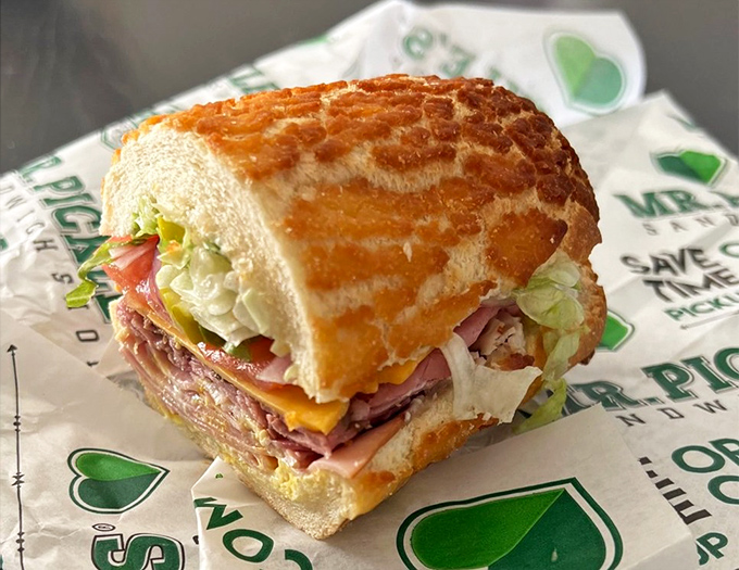 Layer upon layer of goodness on Dutch Crunch bread &ndash; that tiger-striped crust shatters perfectly with each magnificent bite.