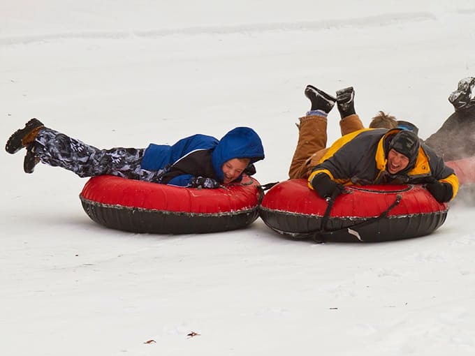Snow tubing offers all the speed with slightly less terror, perfect for those who like their winter thrills served in an inflatable package.