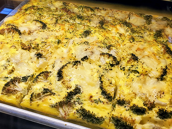 Golden-topped frittata loaded with broccoli proves that eggs and vegetables can create magic when properly introduced to an oven.