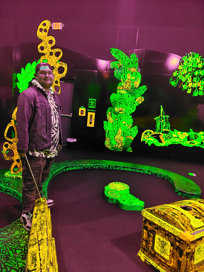 Glow-in-the-dark mini-golf meets Wonderland – where pirates, treasure, and neon dreams collide in one wildly glowing adventure!