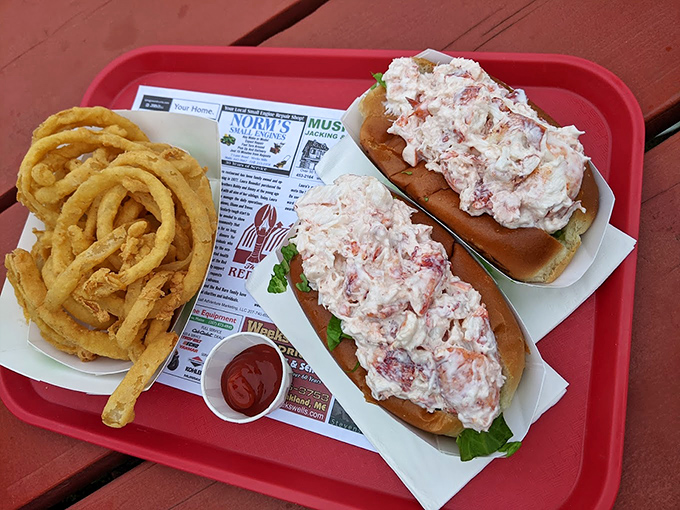 Lobster rolls so generously stuffed they're practically architectural marvels. Maine's ocean bounty nestled in perfectly toasted buns&mdash;seafood poetry on a plate!